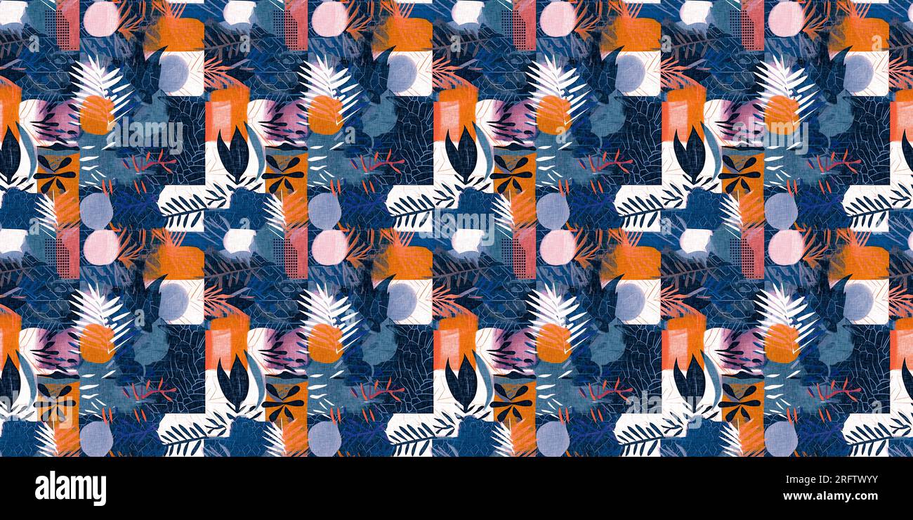 Fun modern coastal pattern clash fabric border print for summer beach ...