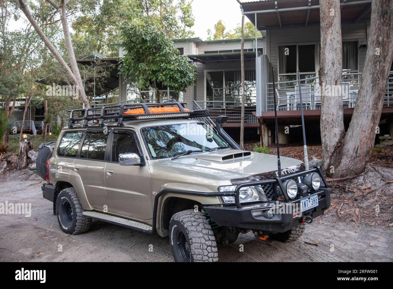 Nissan Patrol 4WD automobile with matrix and bull bar fitted parked on ...