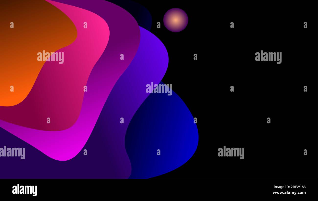 Irregular artistic twilight gradient shapes over dark night background ...