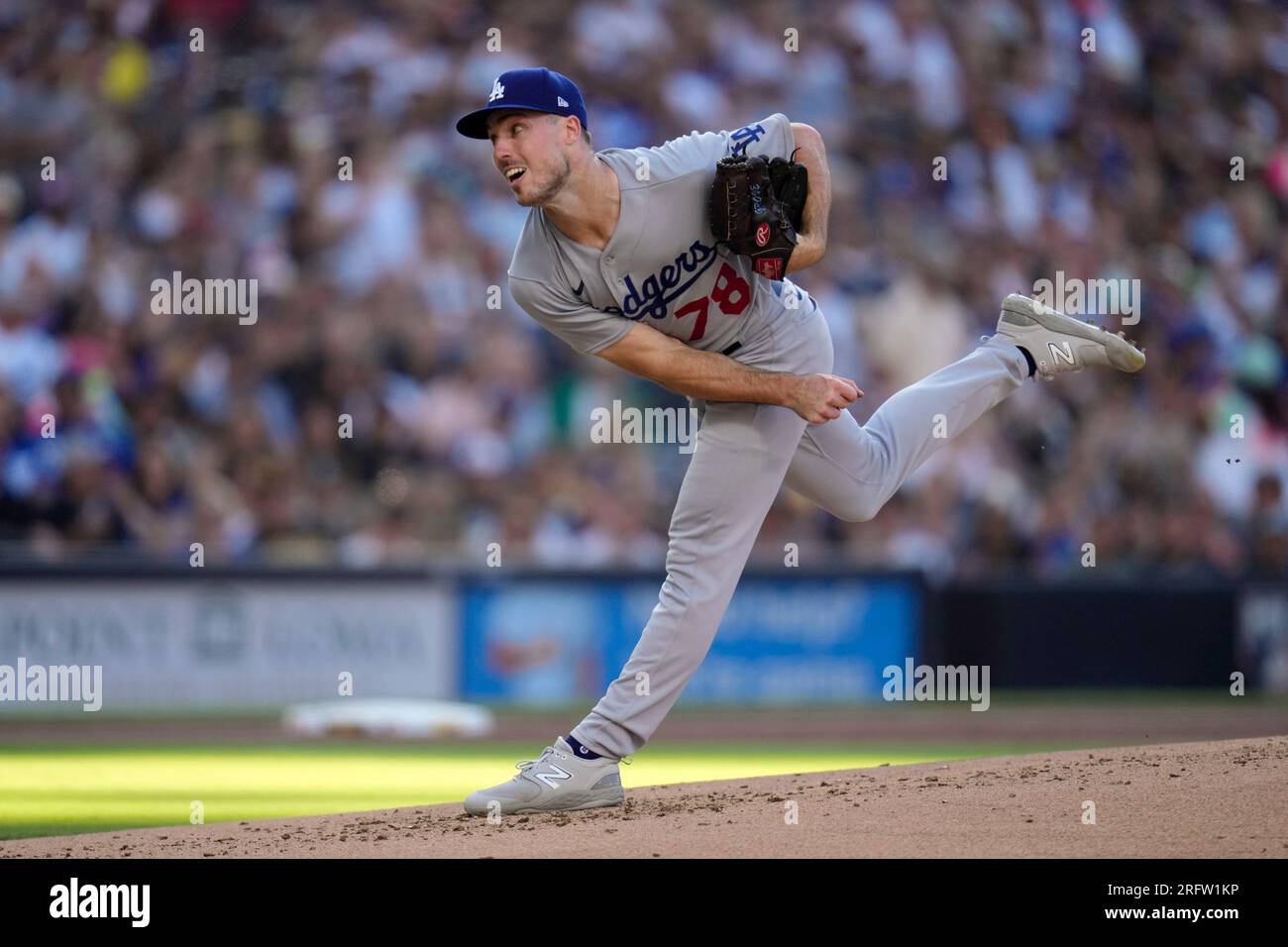 Los Angeles Dodgers starting pitcher Michael Grove works against a San ...