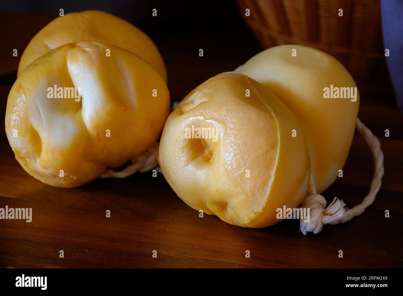 Italian semi hard handmade smoked scamorza cheese, from cow milk from ...