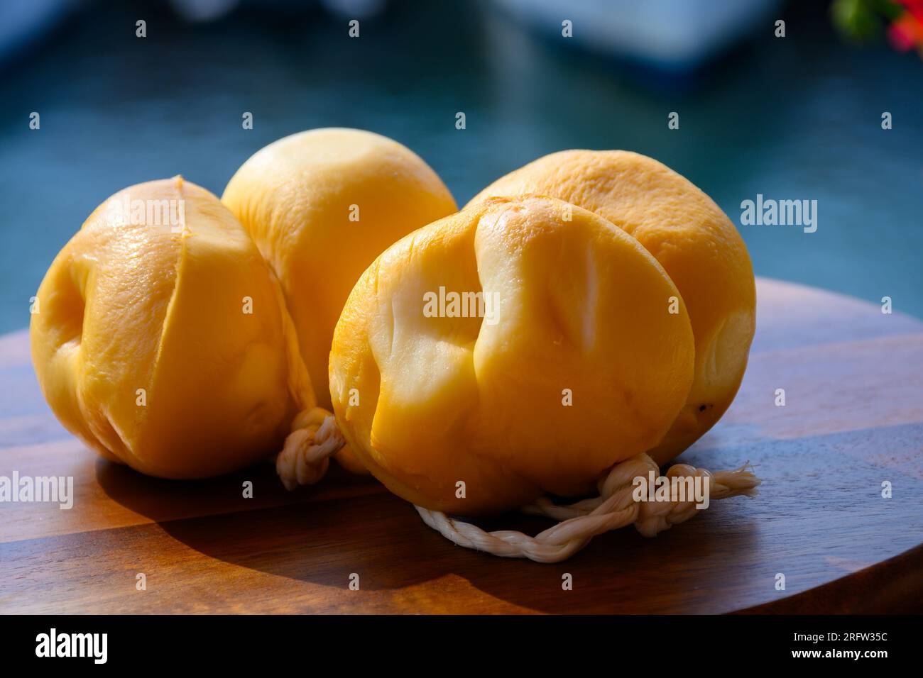 Italian semi hard handmade smoked scamorza cheese, from cow milk from ...