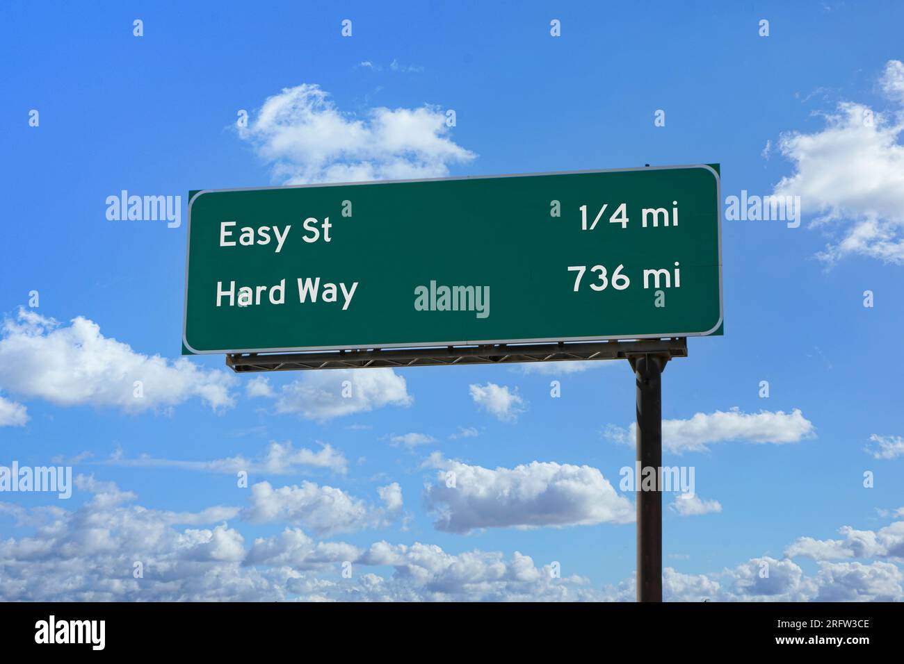 A HIghway distance sign to East street and Hard way Stock Photo - Alamy