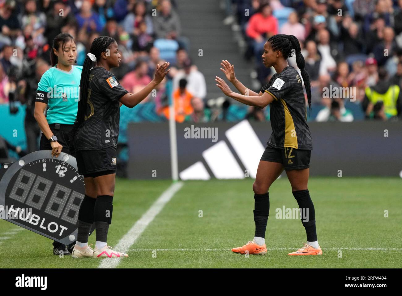 South Africa's Jermaine Seoposenwe, right, is substituted by South ...