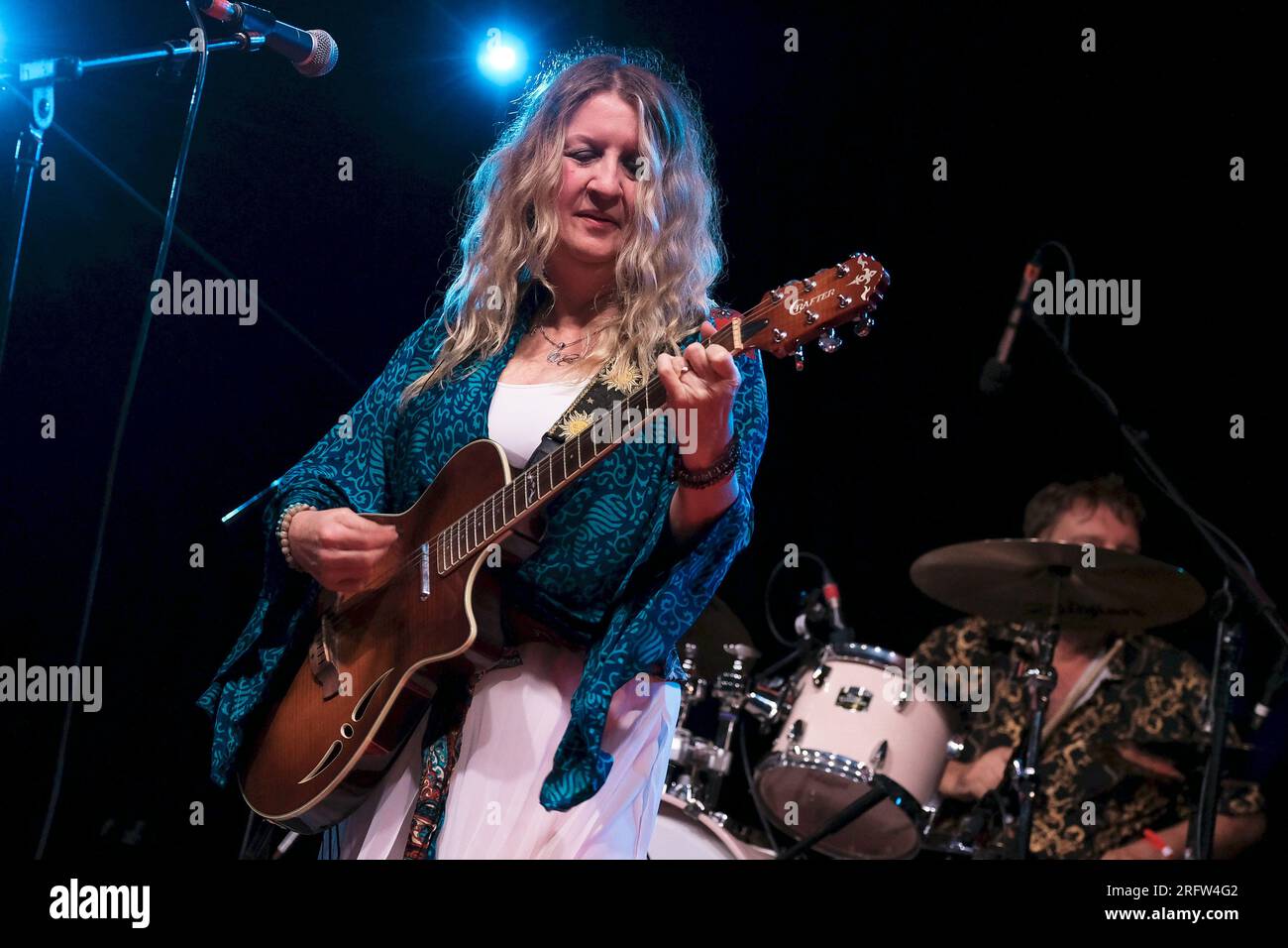 Fareham, UK. 05th Aug, 2023. British singer, songwriter and guitarist Deborah Bonham seen ...