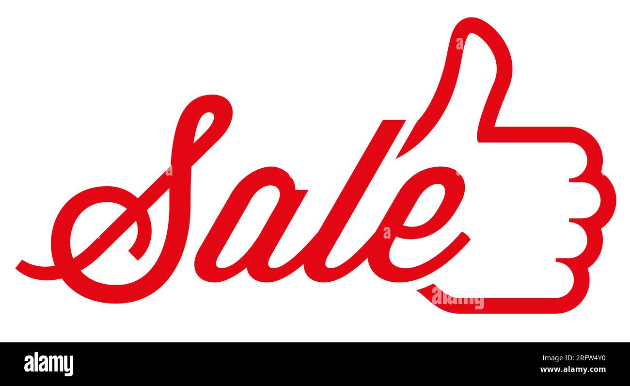Thumbs up sale. Discount action template. Flat vector illustration ...