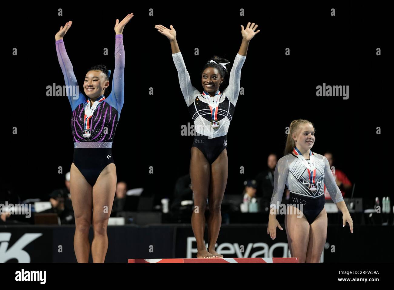 Simone Biles celebrates after winning all-around at the U.S. Classic ...