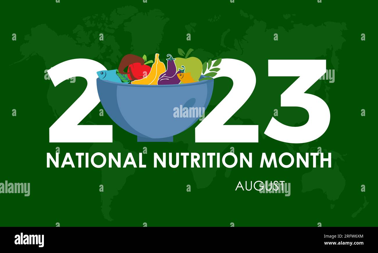 2023 Concept National Nutrition Month vector design illustration. Vegetable diet concept for ...