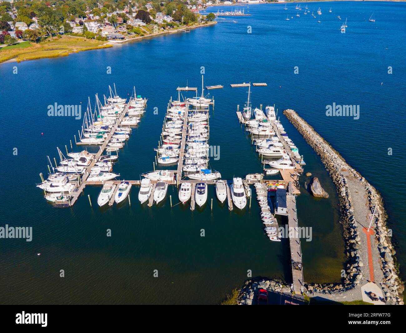 Rhode Island Yacht Club aerial view from Providence River near river ...