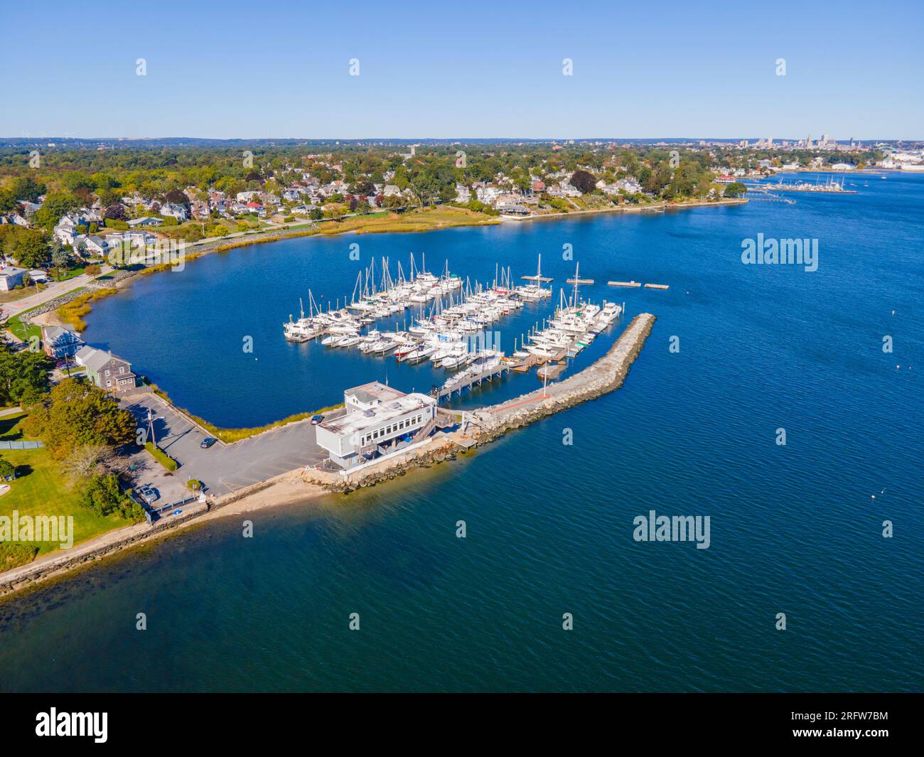 Rhode Island Yacht Club aerial view from Providence River near river ...