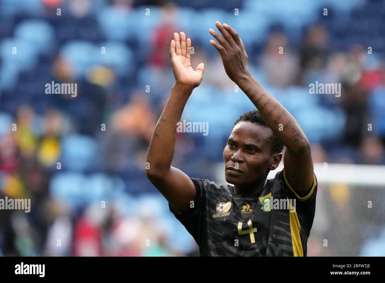 South Africa's Noko Matlou salutes supporters at the end of the Women's ...