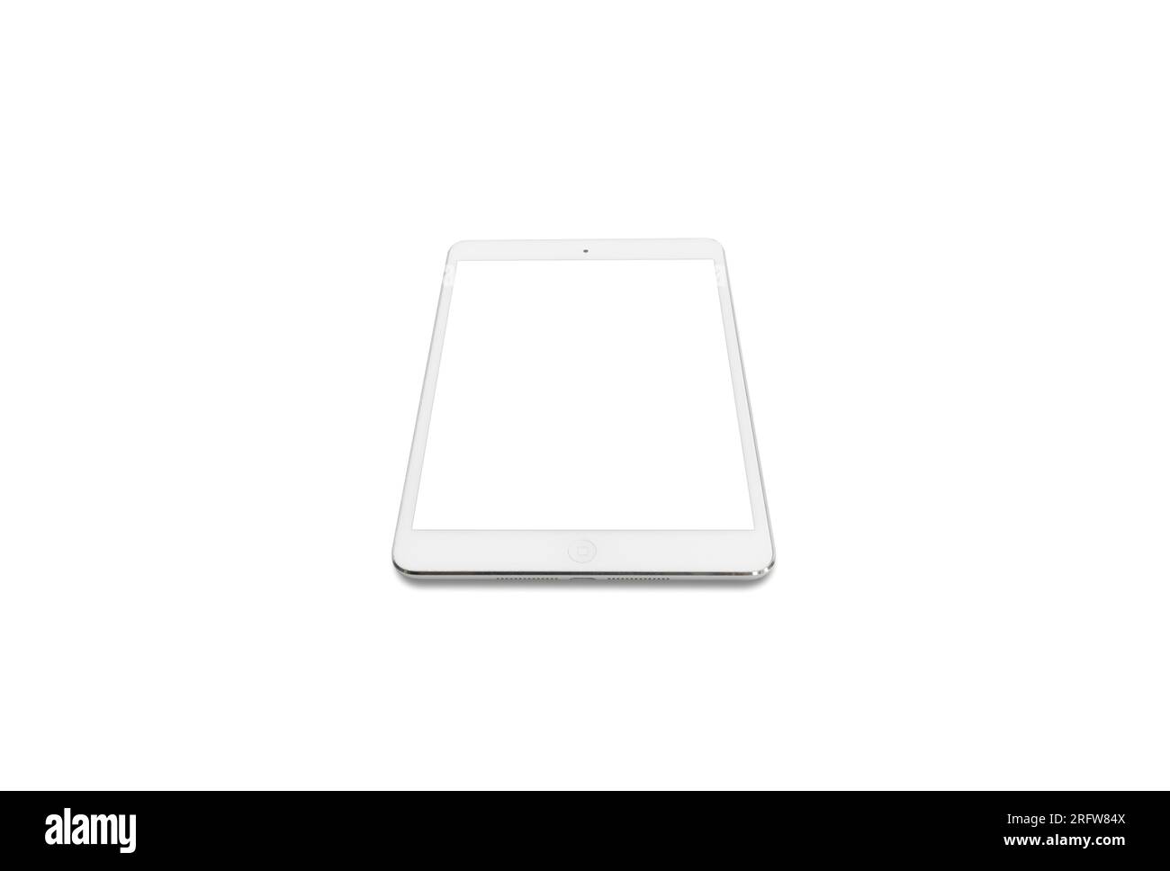 Concept for advertisement and brochure. A tablet with white screen ...