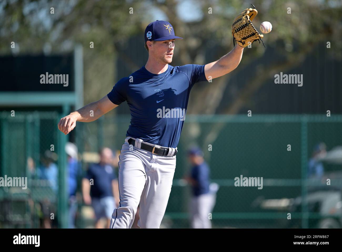 Tampa Bay Rays pitcher Braden Bristo participates in a drill during ...