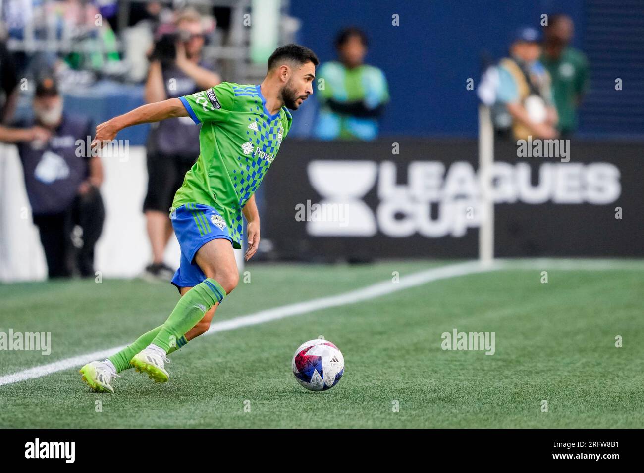 Seattle Sounders midfielder Alex Roldan (16) look on against Monterrey ...