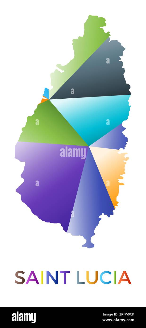 Bright colored Saint Lucia shape. Multicolor geometric style island ...