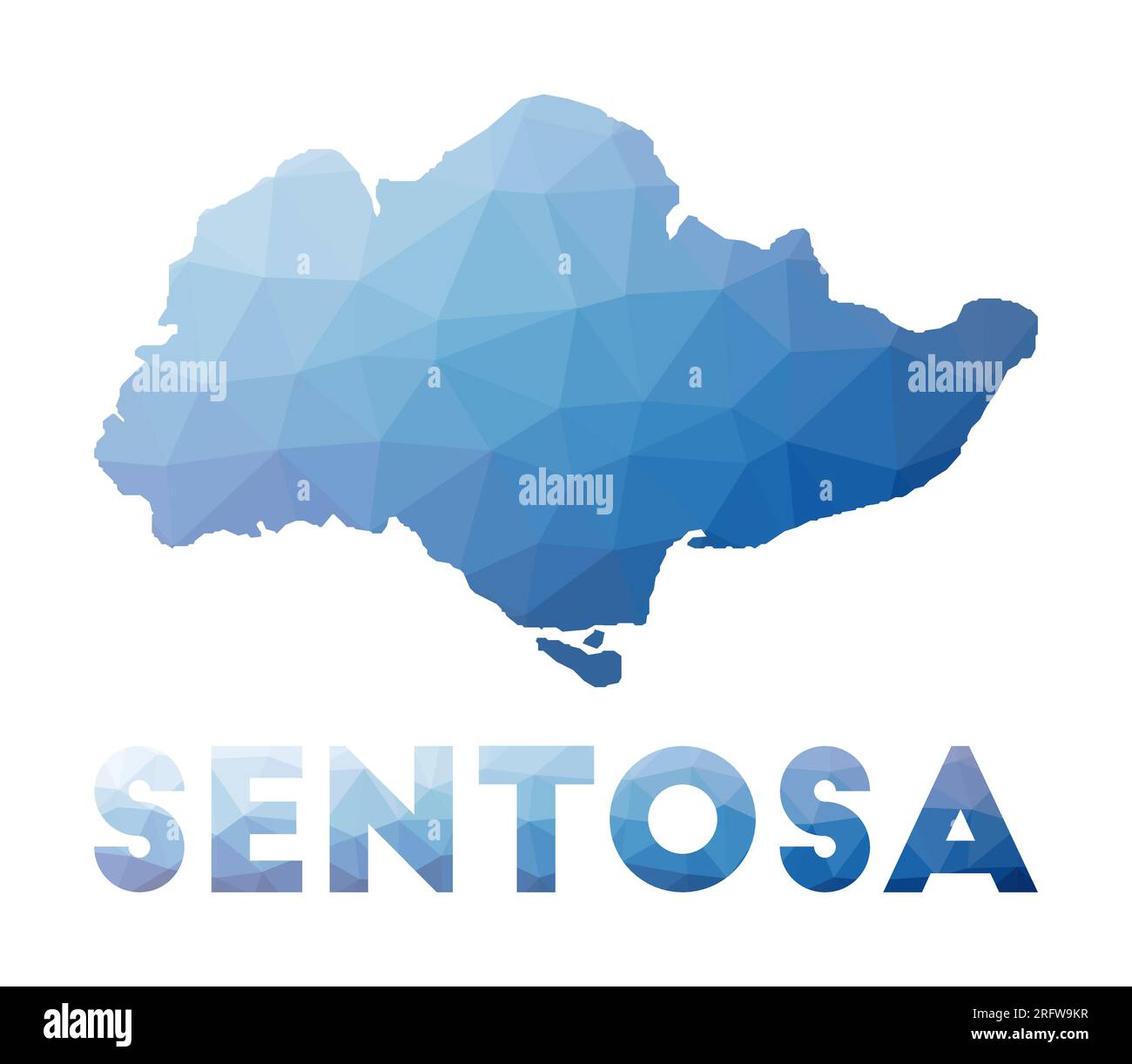 Low poly map of Sentosa. Geometric illustration of the island. Sentosa ...