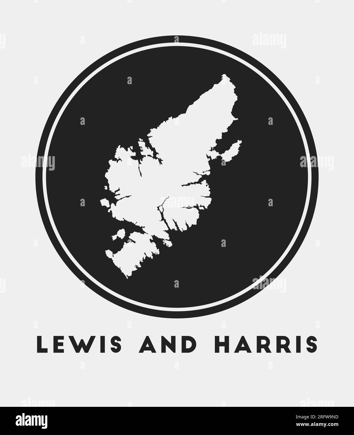 Lewis and Harris icon. Round logo with island map and title. Stylish ...