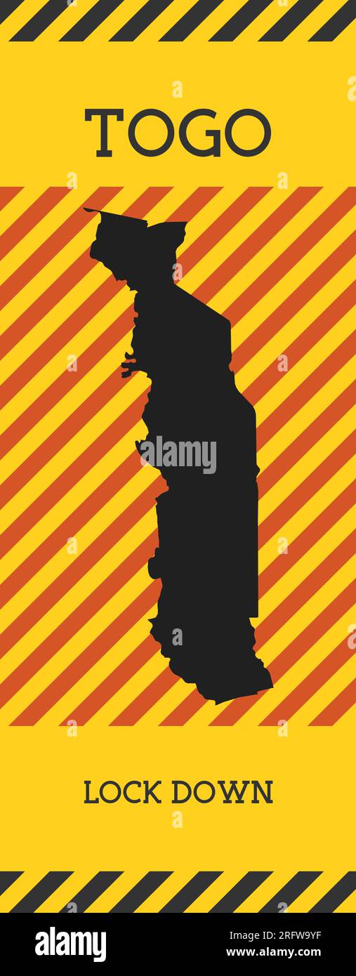 Togo Lock Down Sign. Yellow country pandemic danger icon. Vector ...