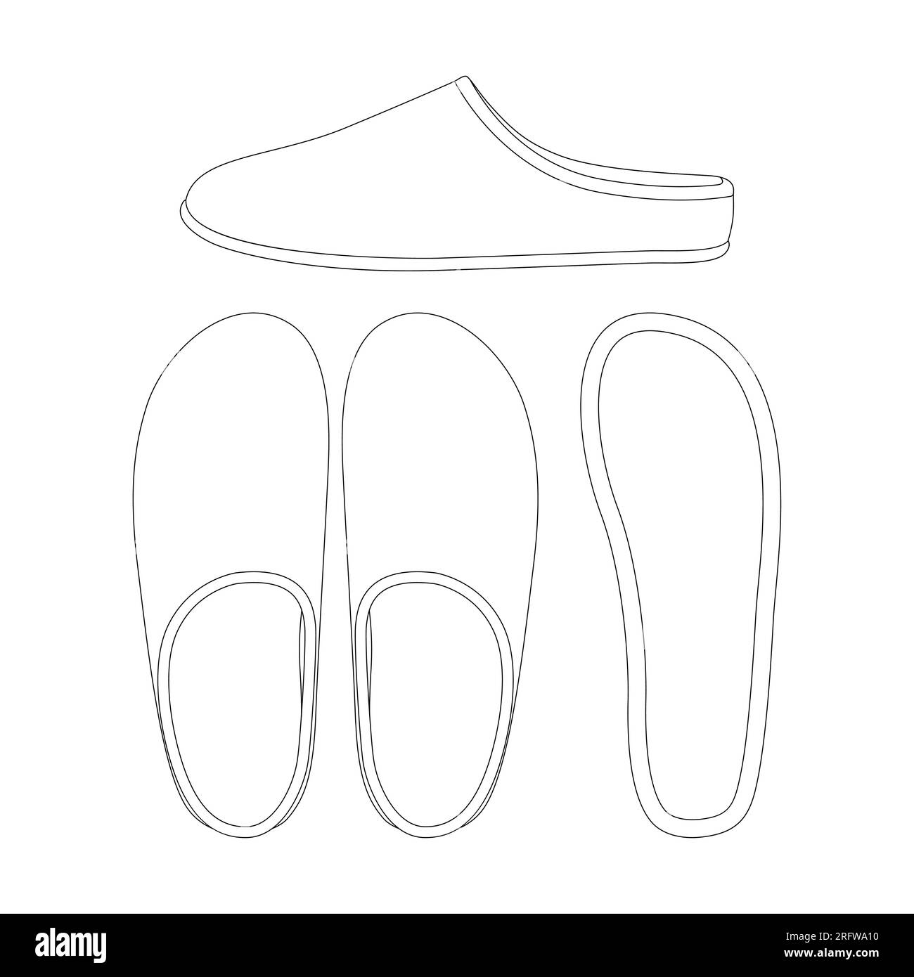 Template washable slippers vector illustration flat design outline ...