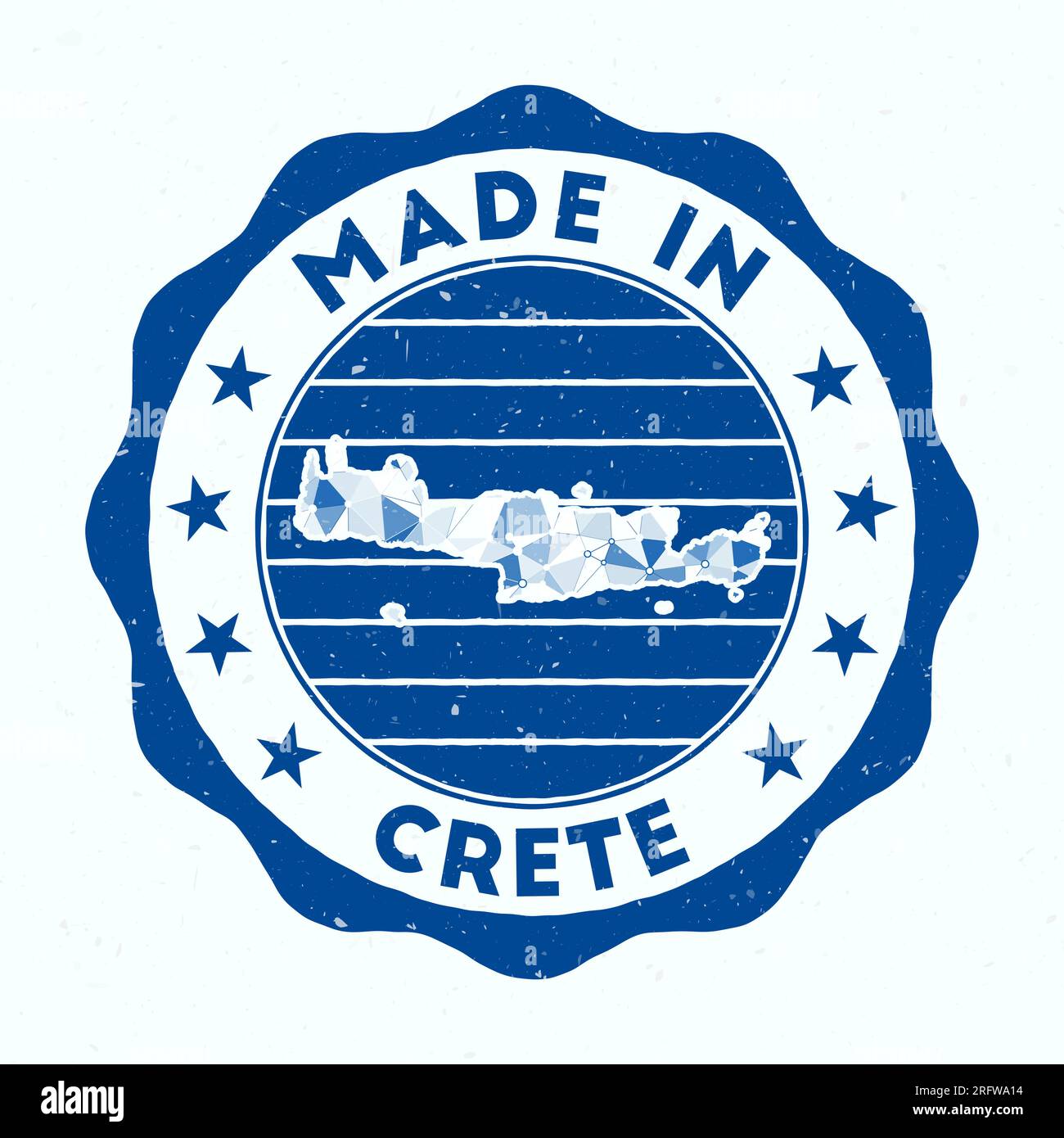 Made In Crete. Island round stamp. Seal of Crete with border shape ...