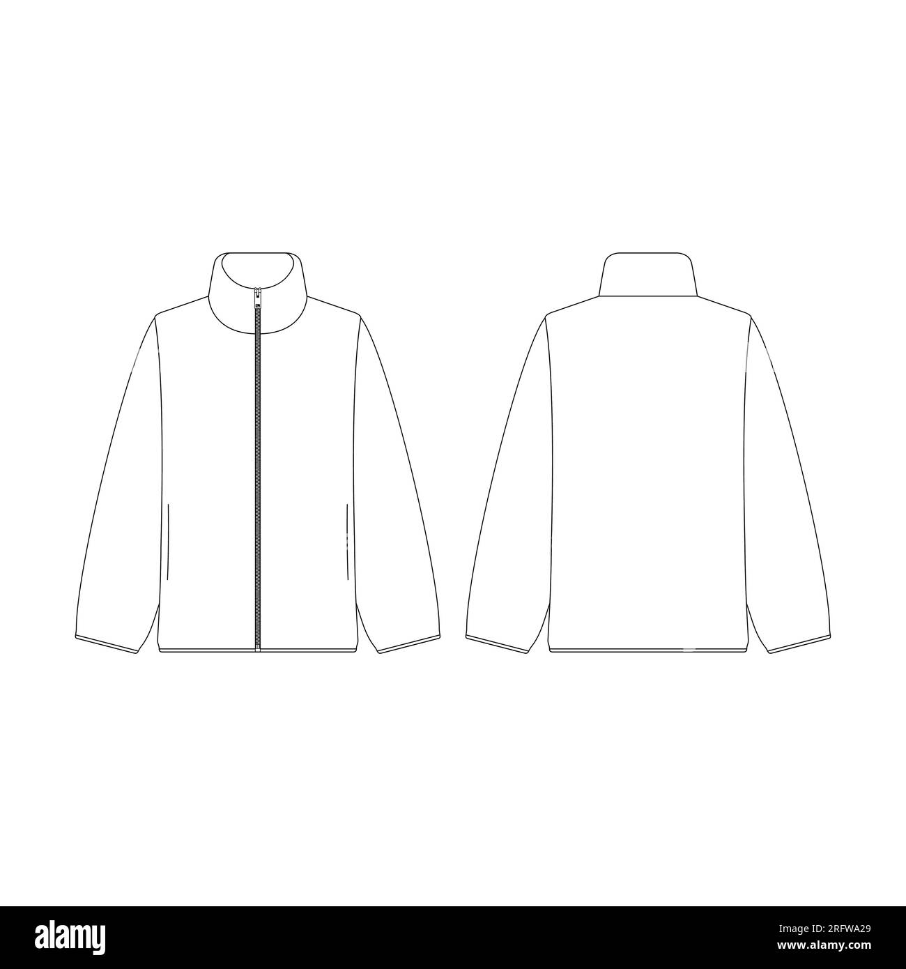 Template Women Fleece Zipped Jacket Vector Illustration Flat Design