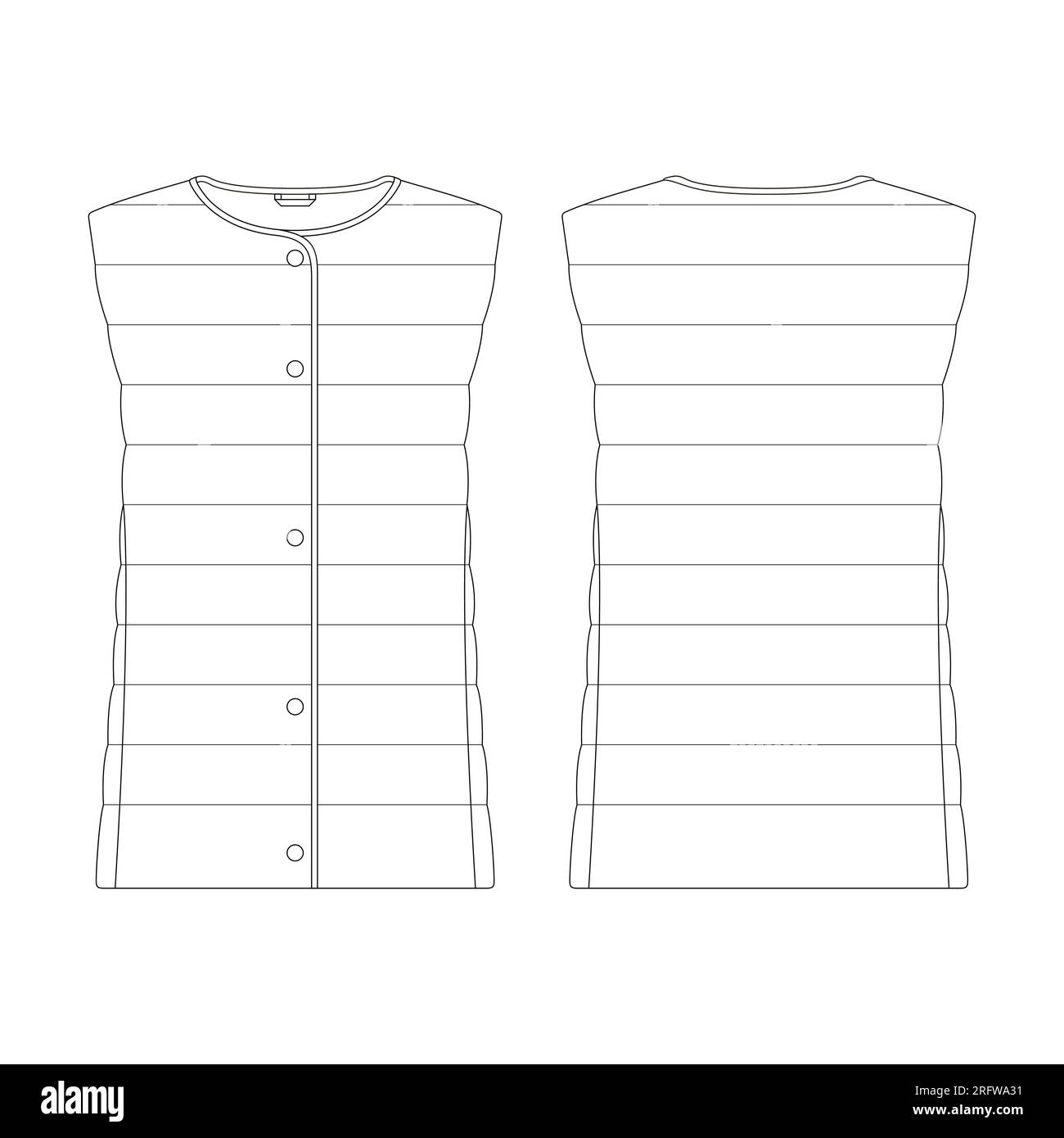 Template Women Down Vest Compact Jacket Vector Illustration Flat Design