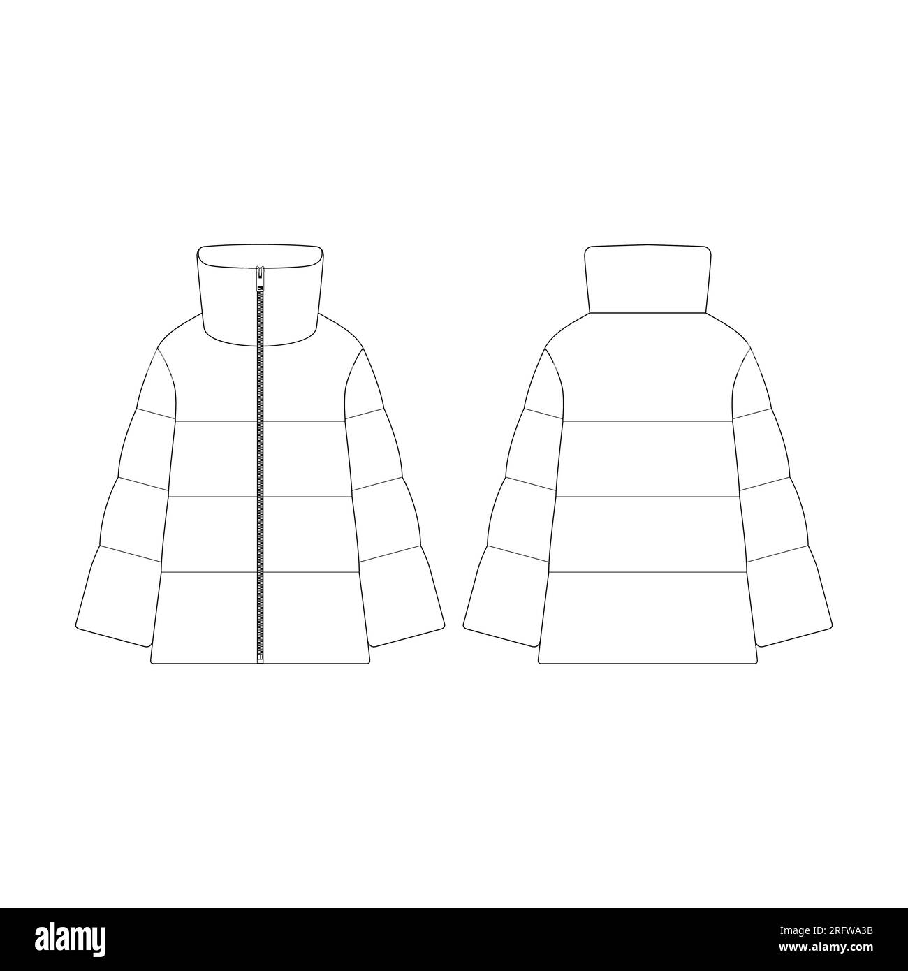 Template Women Down Pillow Colar Jacket Vector Illustration Flat Design