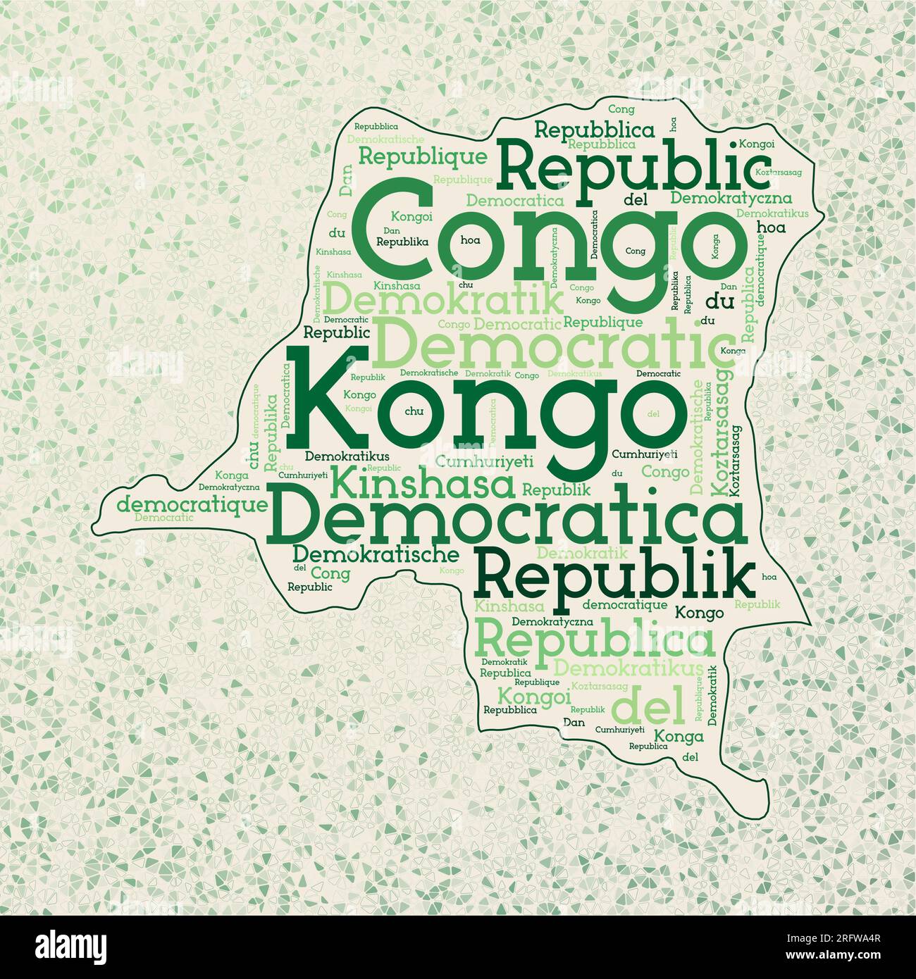 DR Congo shape with country names word cloud in multiple languages. DR ...