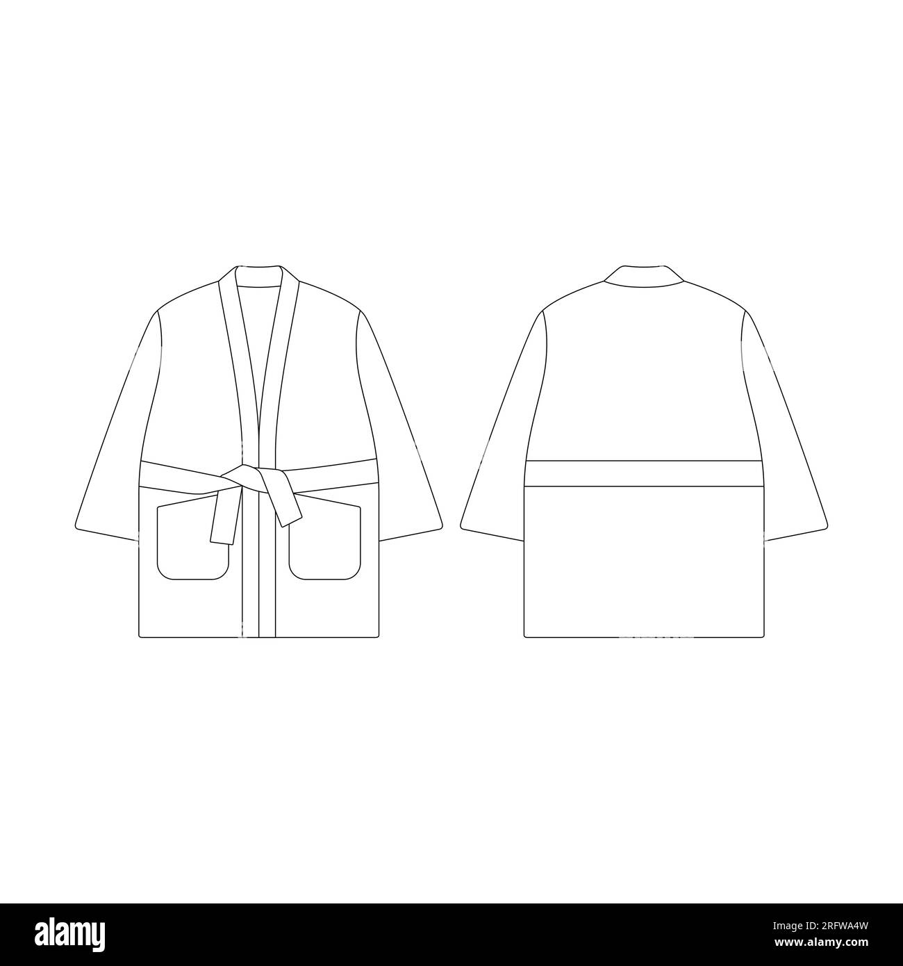 Template Gown Coat With Pockets Vector Illustration Flat Design Outline
