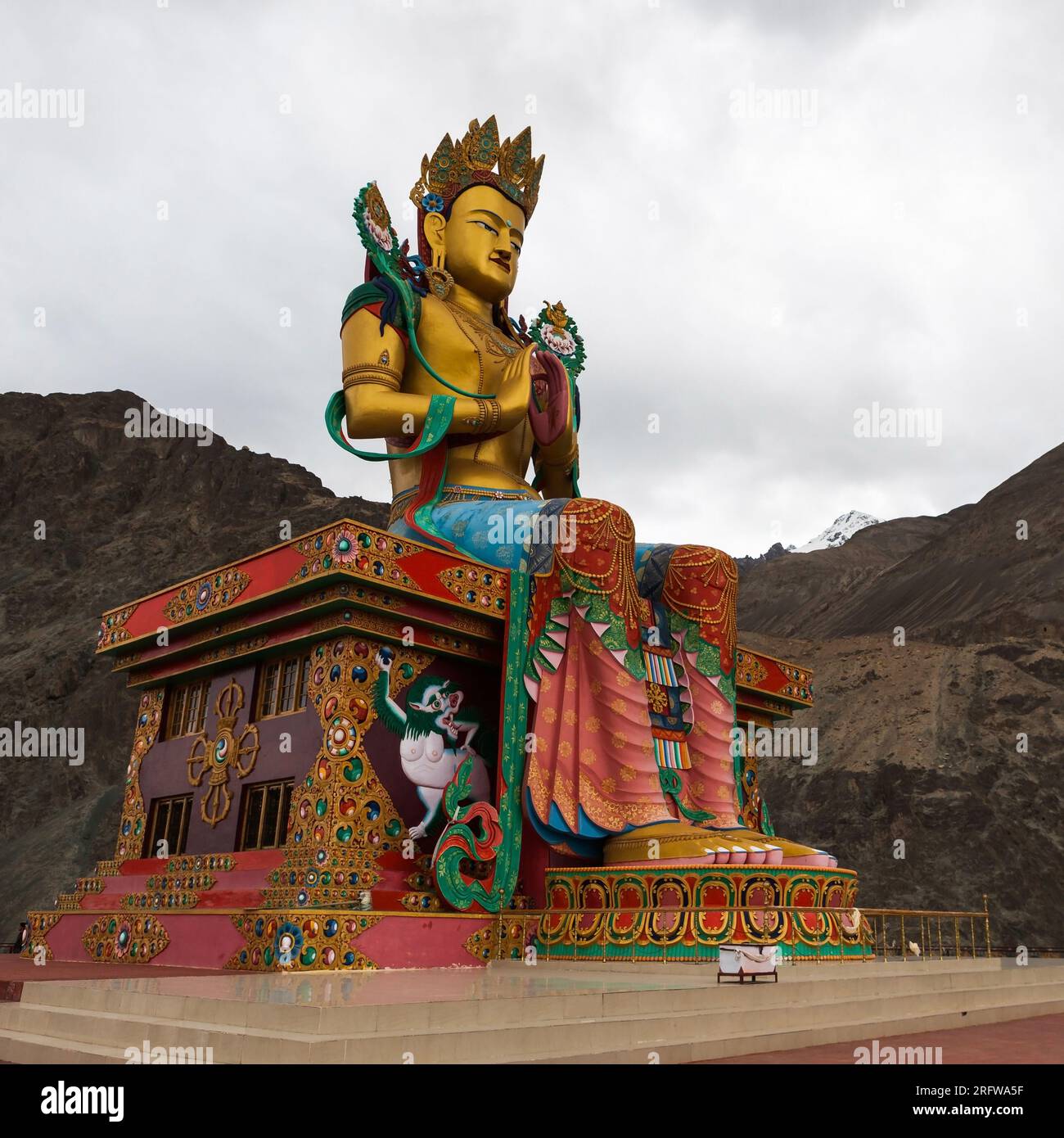 A statue of Maitreya Buddha at Diskit Monastery, Nubra Valley, Ladakh ...