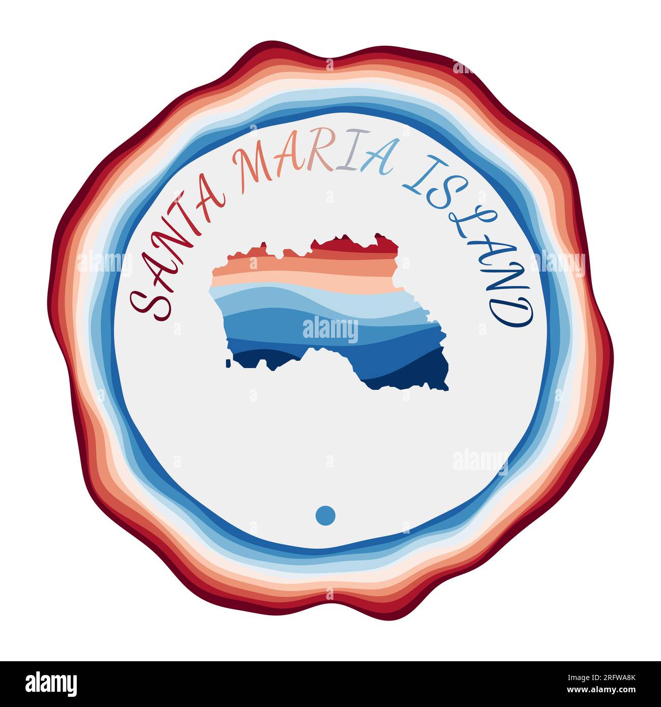 Santa Maria Island badge. Map of the island with beautiful geometric ...