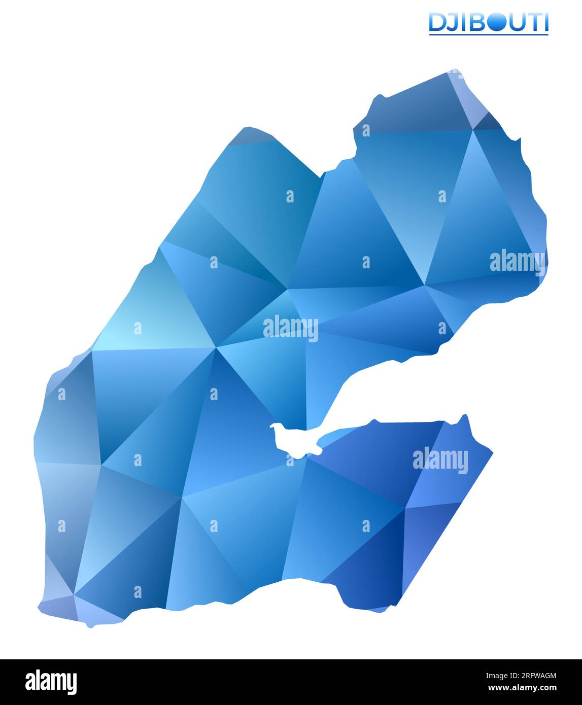 Vector polygonal Djibouti map. Vibrant geometric country in low poly style. Astonishing ...