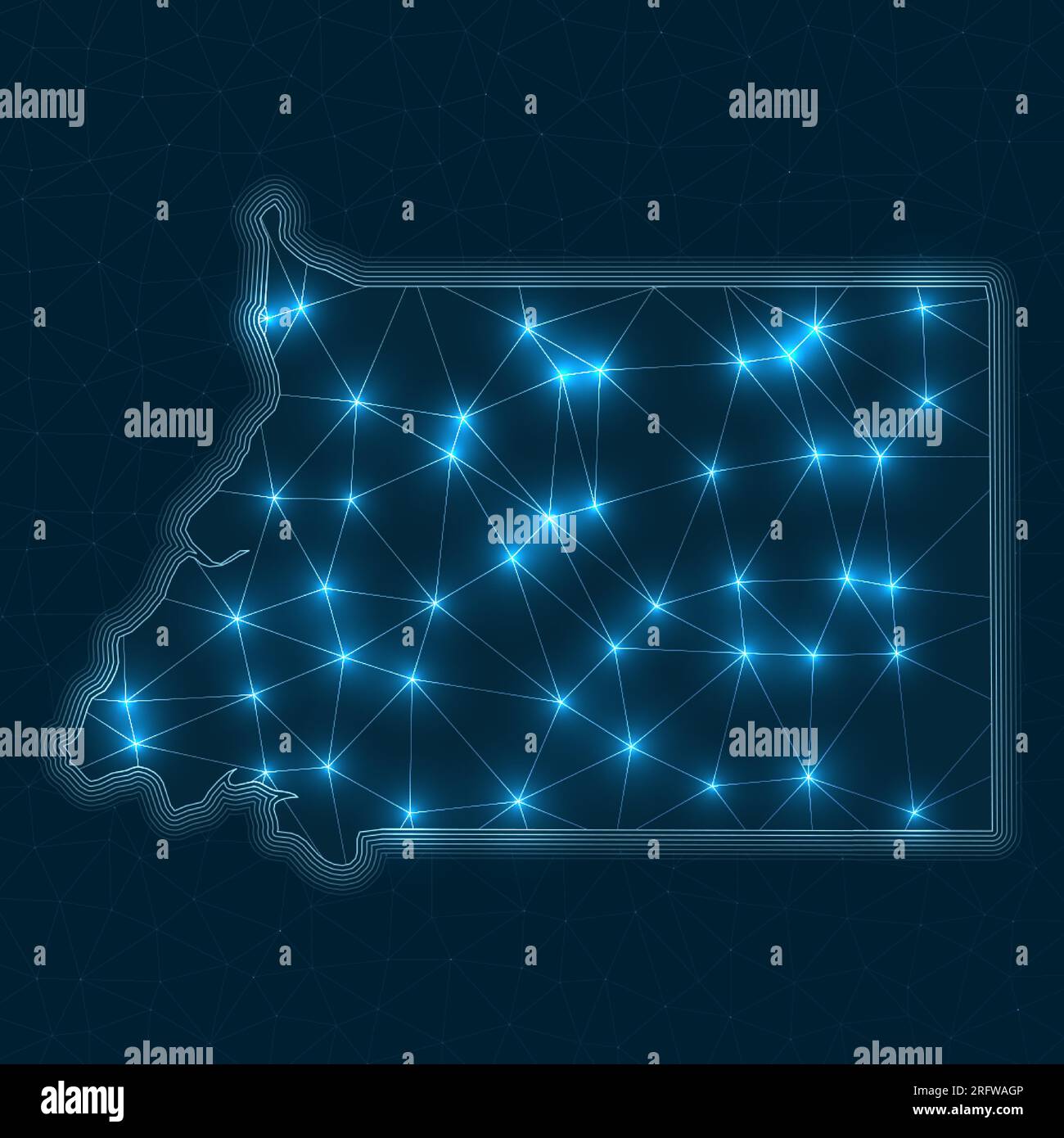 Equatorial Guinea network map. Abstract geometric map of the country. Digital connections and ...