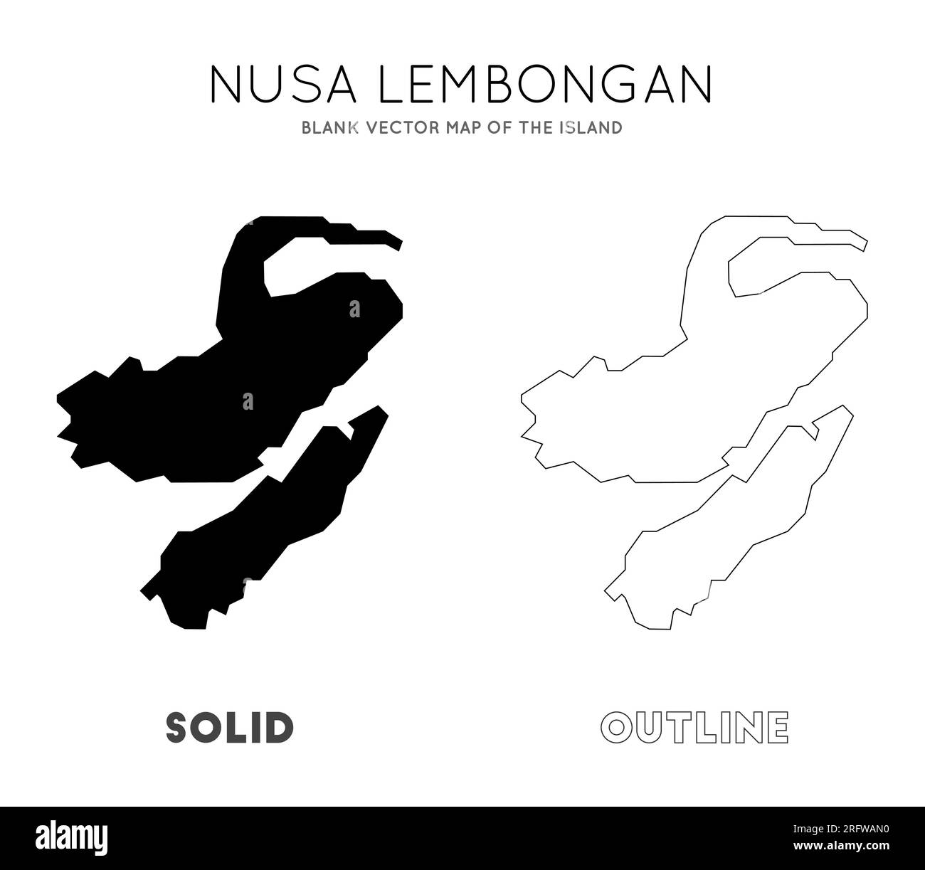 Nusa Lembongan map. Blank vector map of the island. Borders of Nusa ...