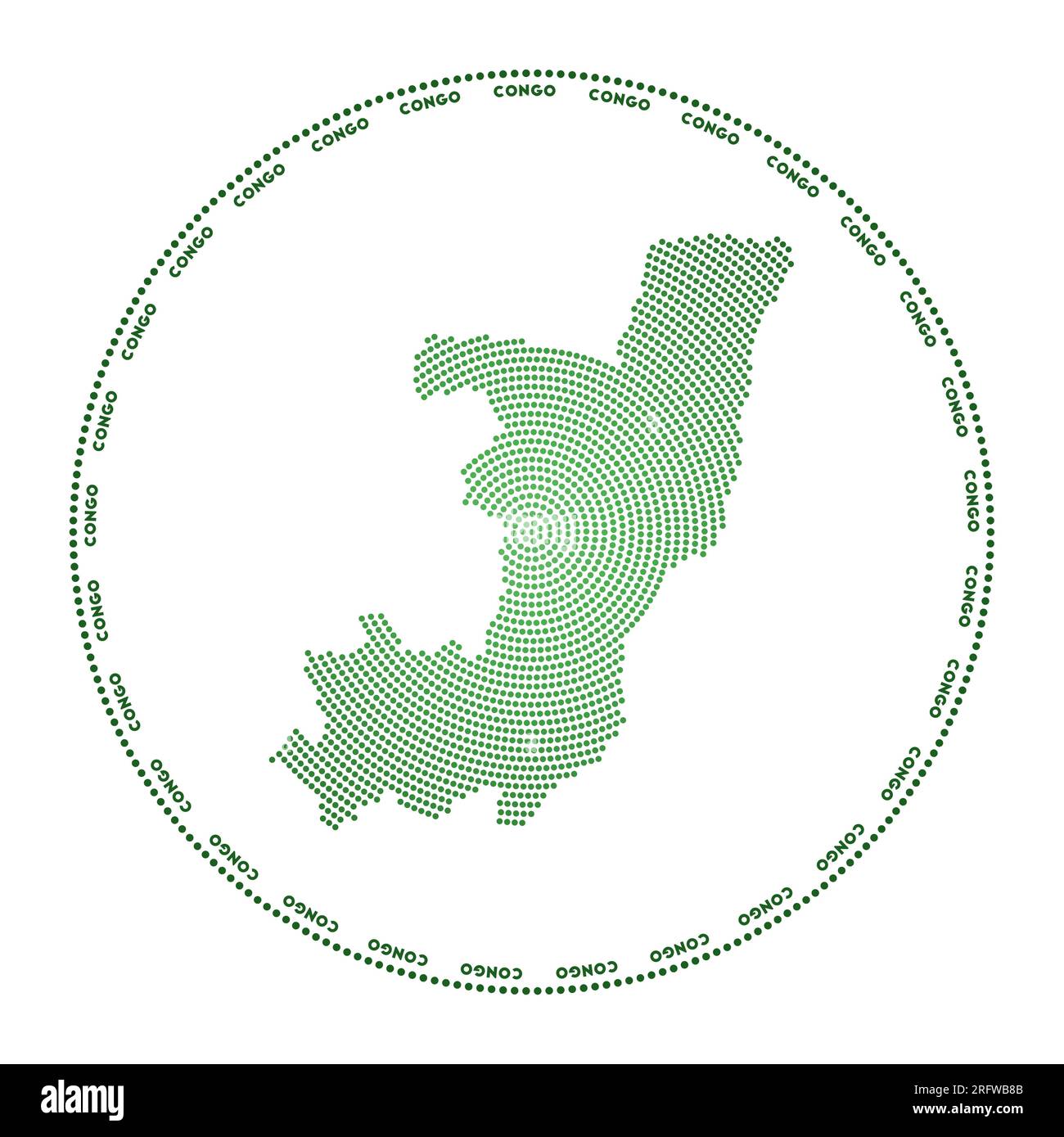 Congo round logo. Digital style shape of Congo in dotted circle with ...