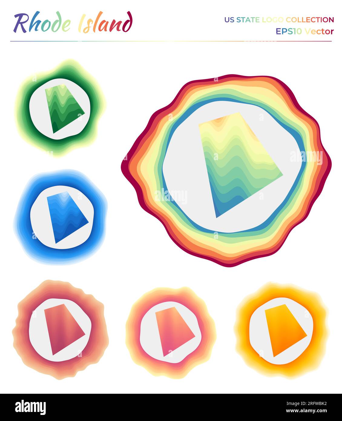 Rhode Island logo collection. Colorful badge of the US state. Layers ...