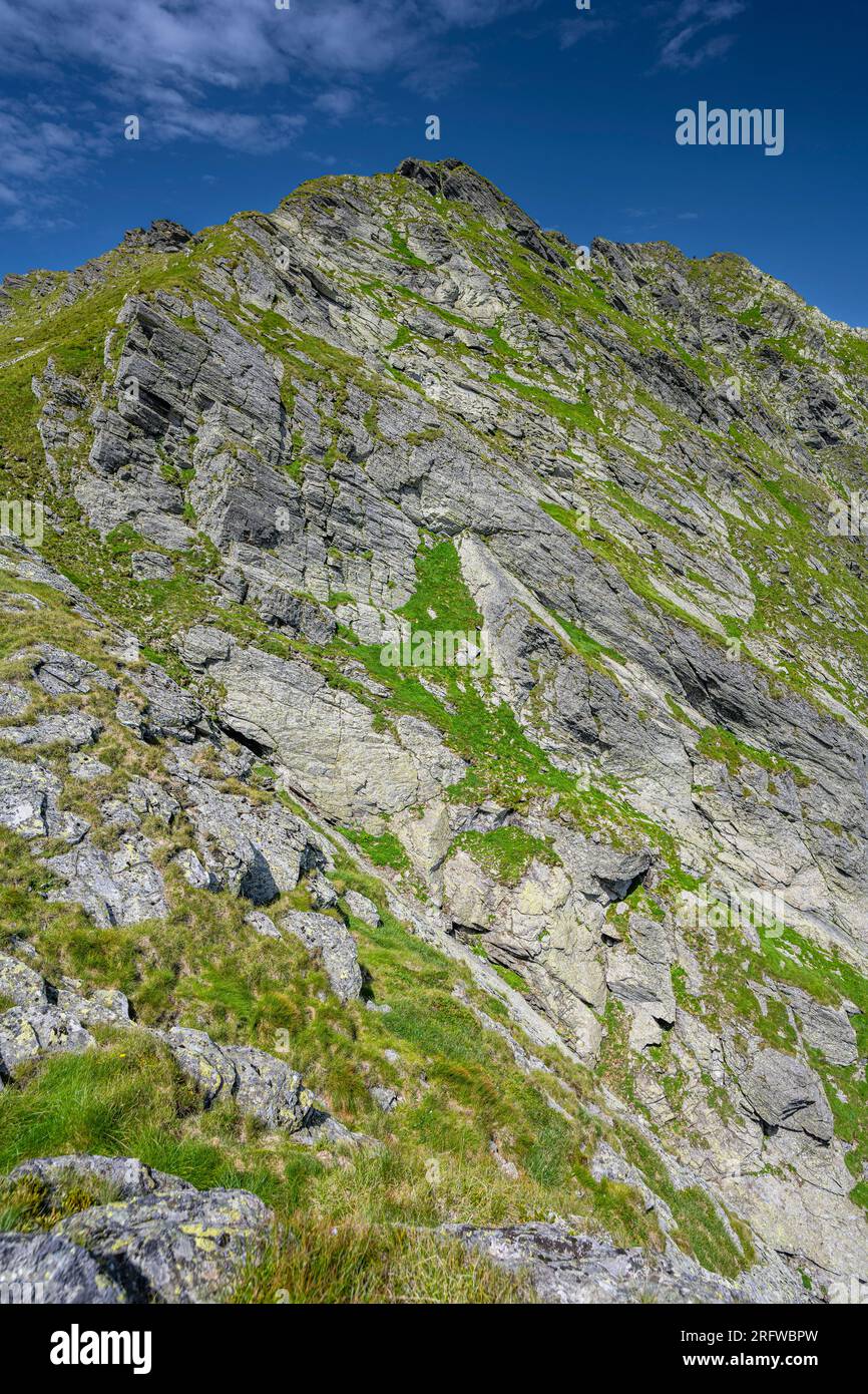 Summer landscape of the Fagaras Mountains. View from the hiking trail ...