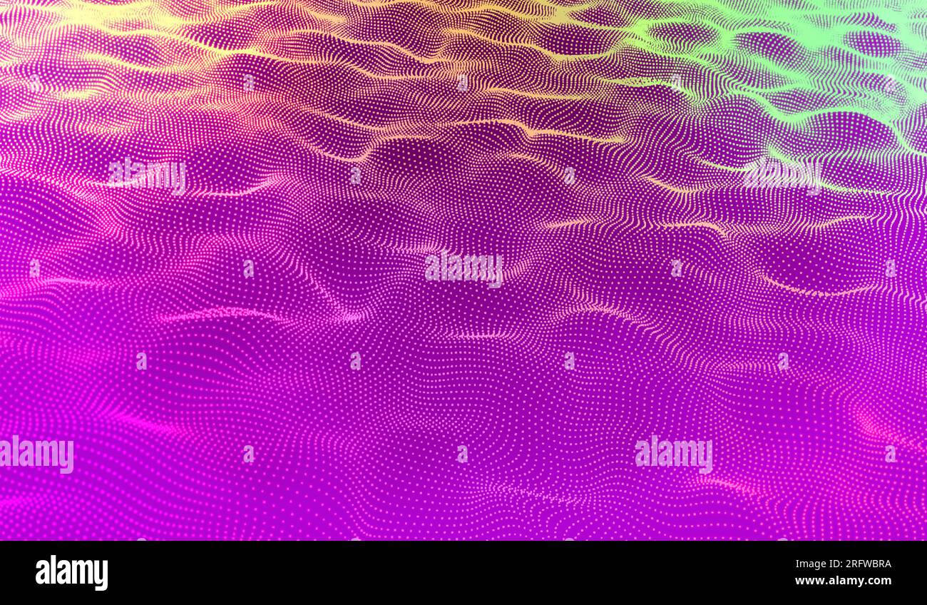 3D abstract digital technology realistic water wave river pink light ...