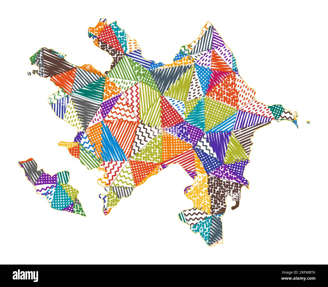 Kid style map of Azerbaijan. Hand drawn polygons in the shape of ...