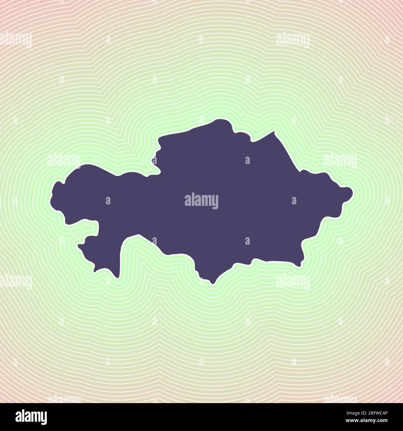 Kazakhstan map icon. Country shape on radiant striped gradient ...