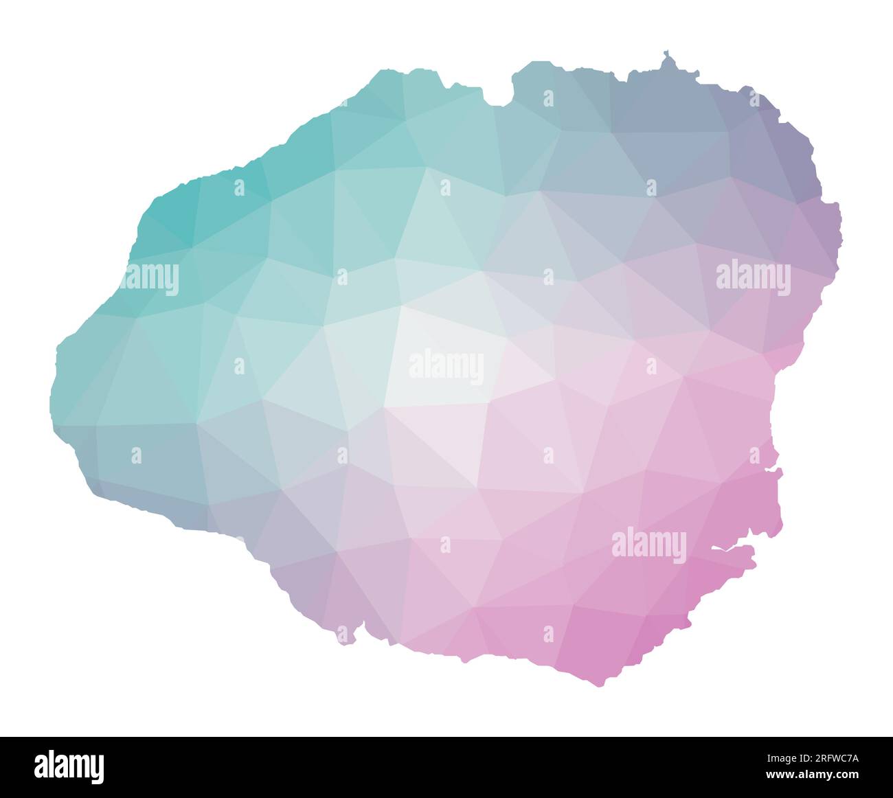 Polygonal map of Kauai. Geometric illustration of the island in emerald ...