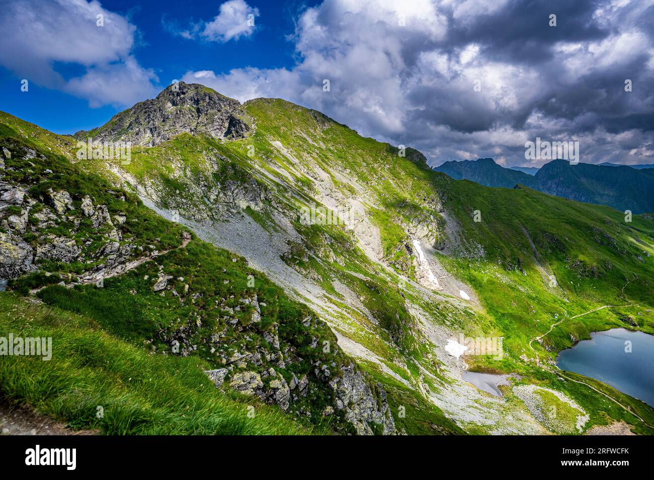 Mount Vanatarea lui Buteanu. Summer landscape of the Fagaras Mountains ...