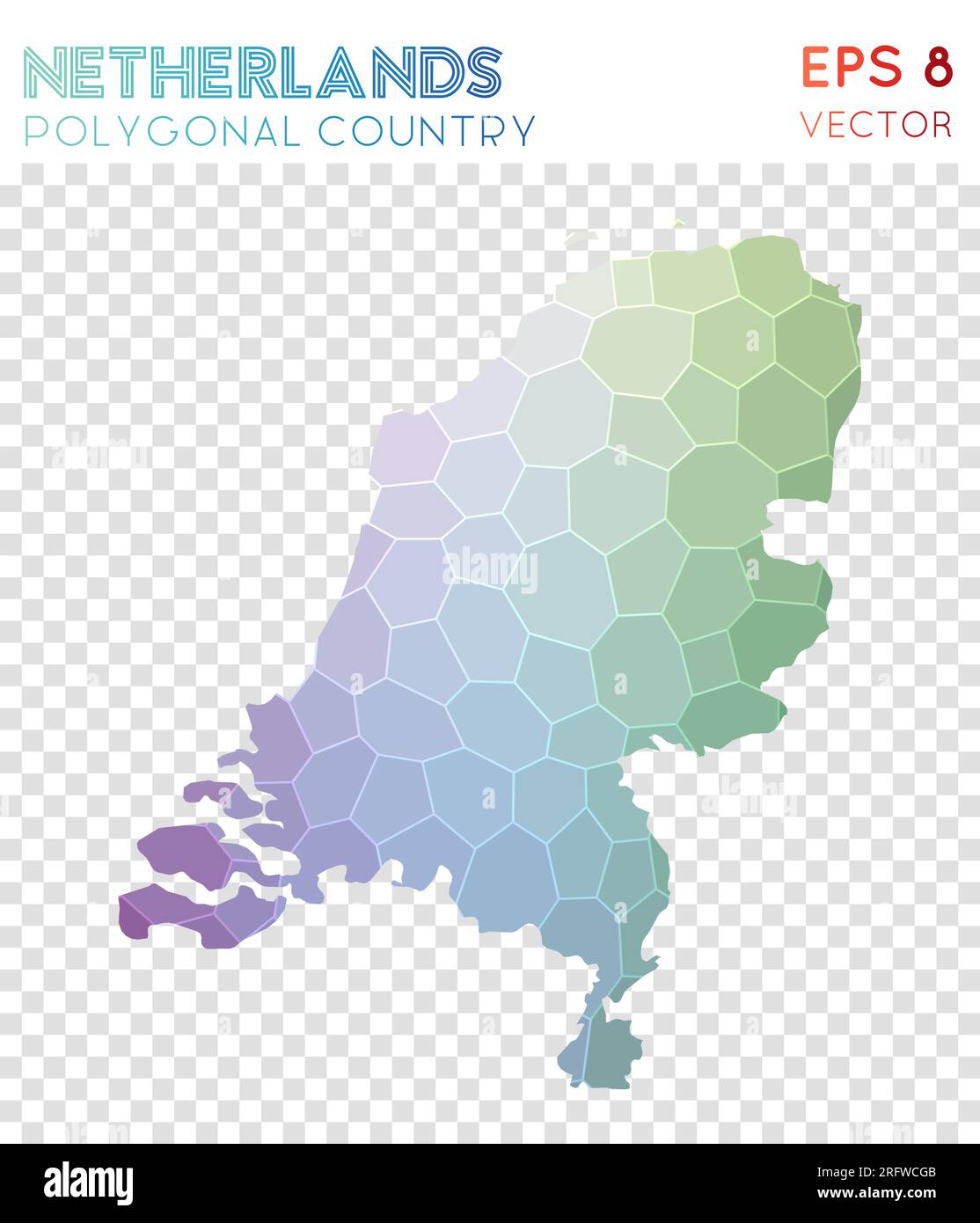 Netherlands polygonal map, mosaic style country. Unique low poly style ...