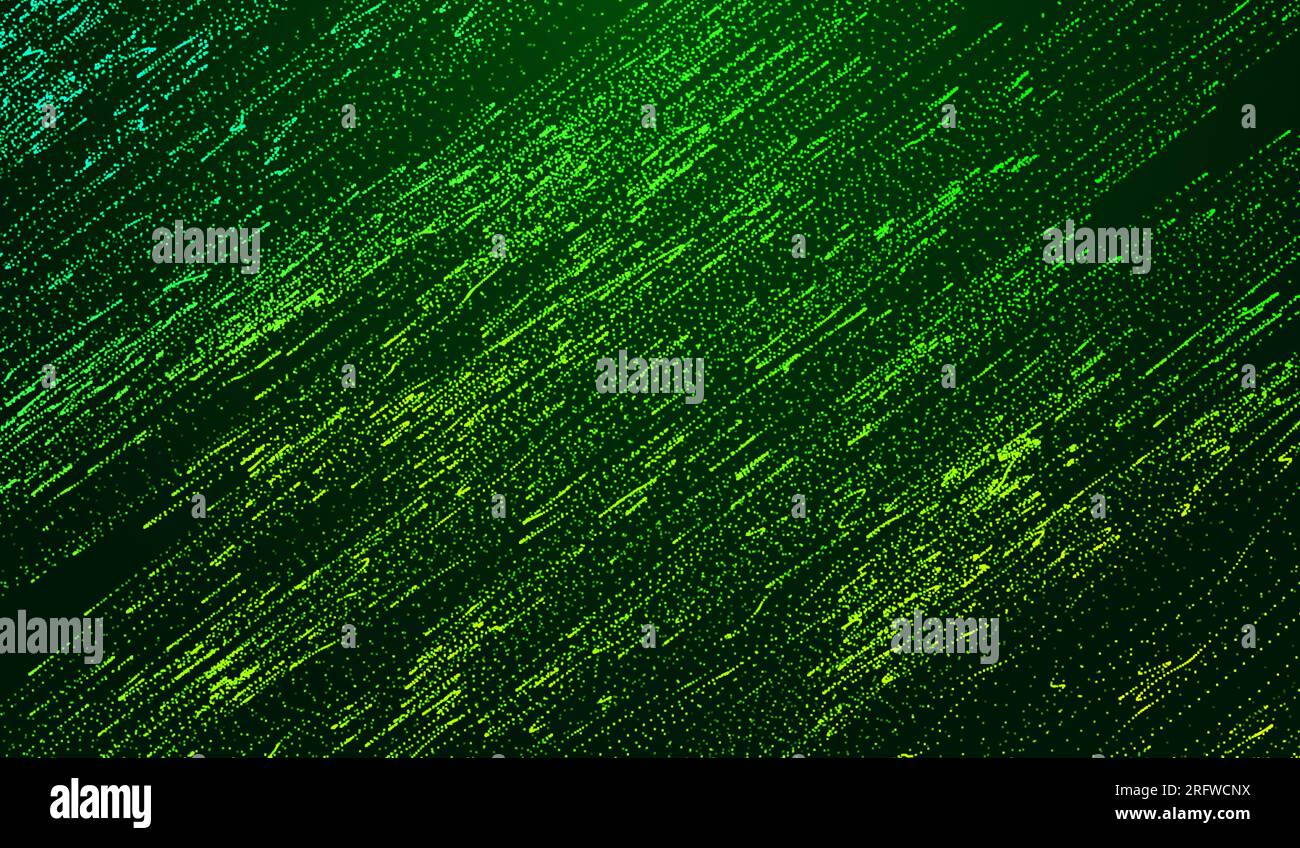 3D abstract digital technology green particles on green background ...