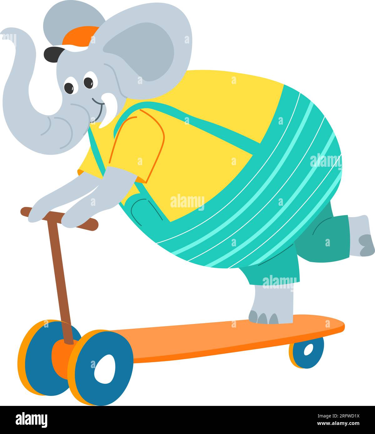 Funny elephant animal character on skate rolling Stock Vector Image ...