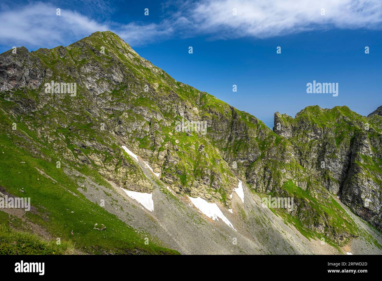 The Mount Capra. Summer landscape of the Fagaras Mountains, Romania. A ...