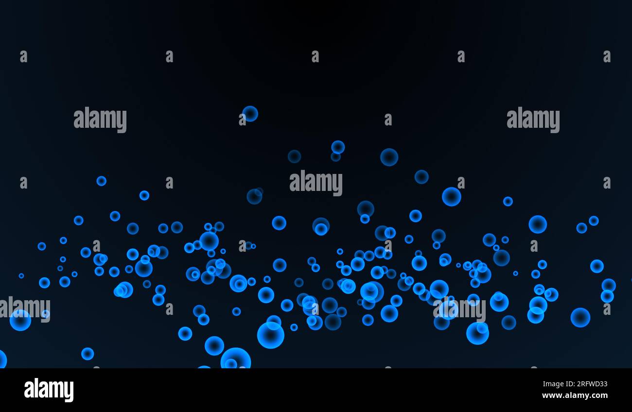 Blue glass ball icon particles bouncing to the ground on blue ...