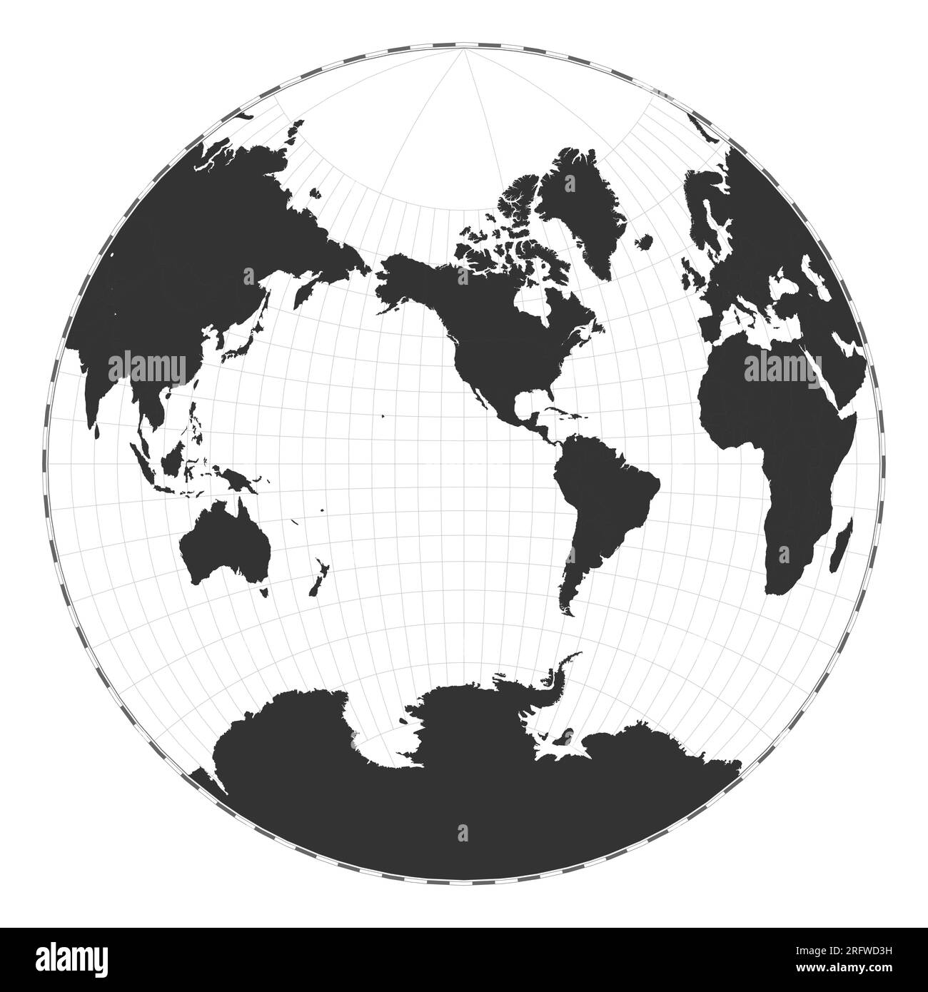 Vector world map. Van der Grinten II projection. Plain world ...