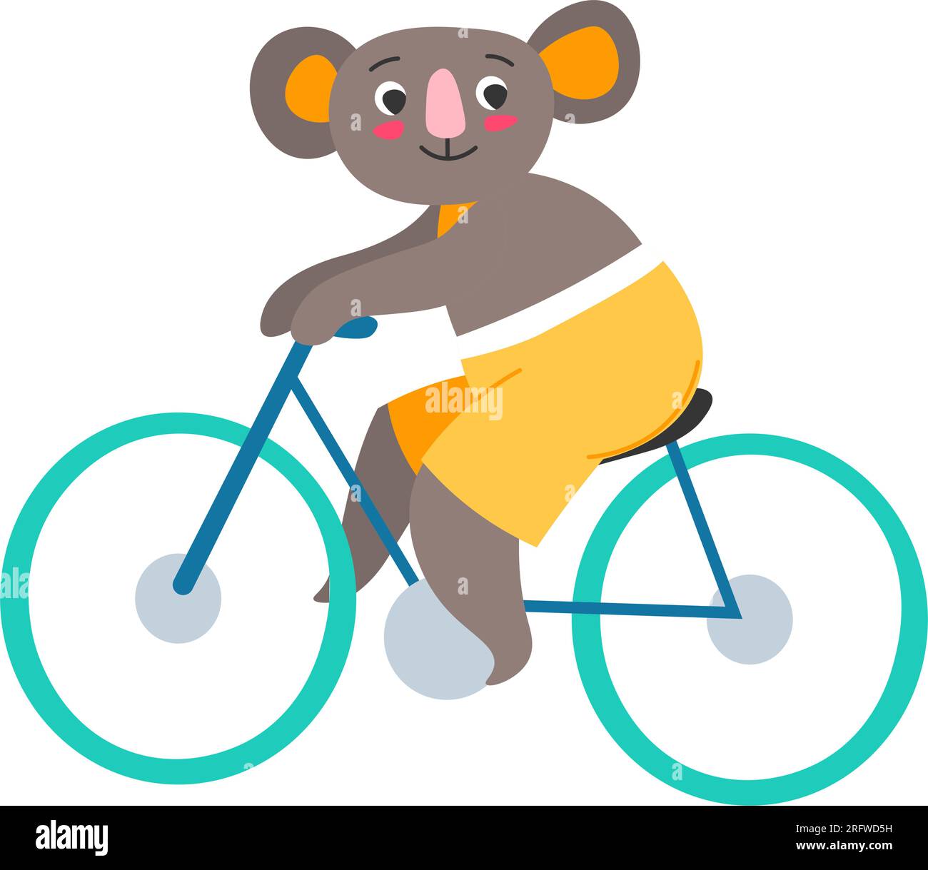 Koala funny character riding bicycle, personage Stock Vector Image ...
