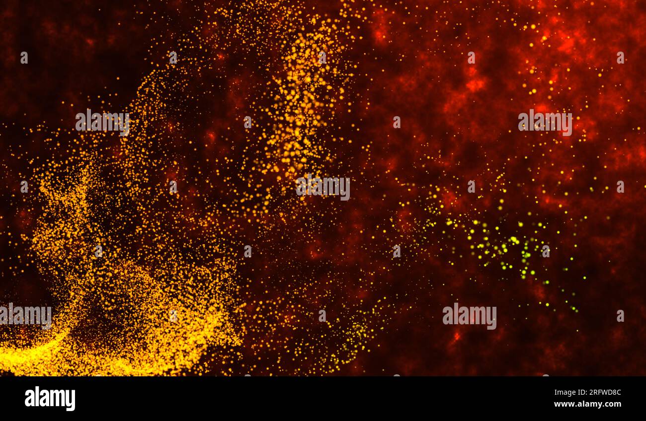 Burning orange sparks rise from fire ,Fire Particles on red gradient ...